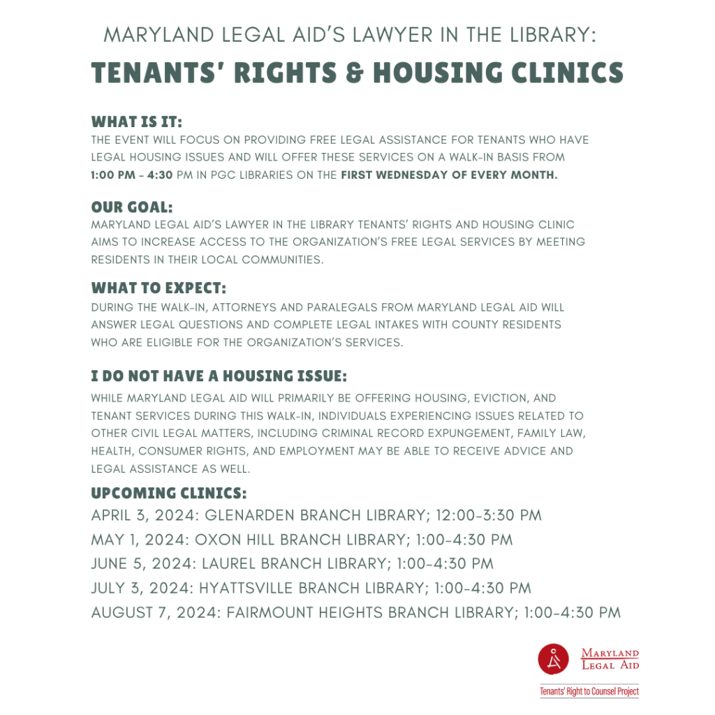 Tenants’ Rights & Housing Clinic - Maryland Legal Aid